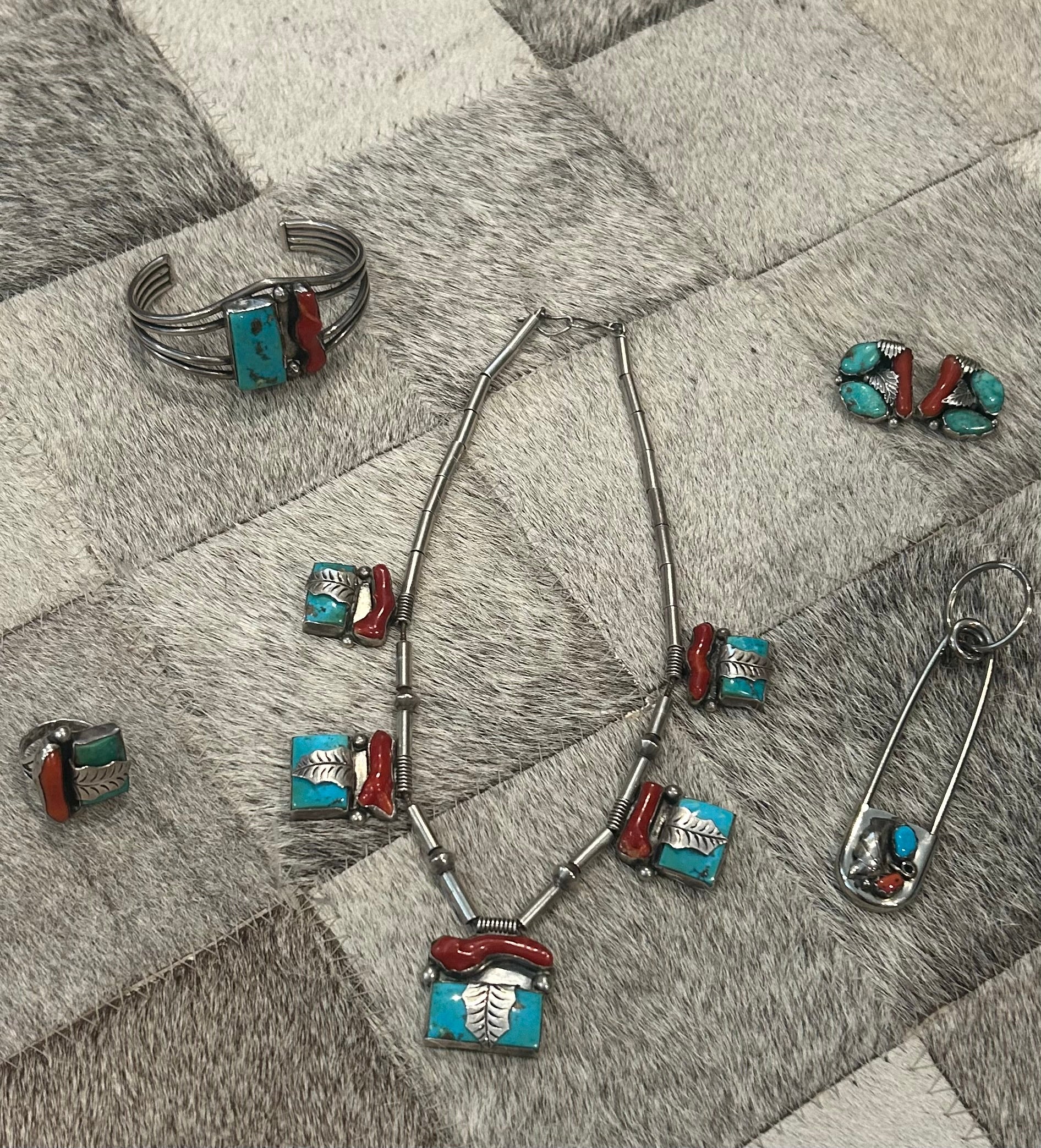 Vintage Native American turquoise & coral 5 piece set – Flashy Ranch ...