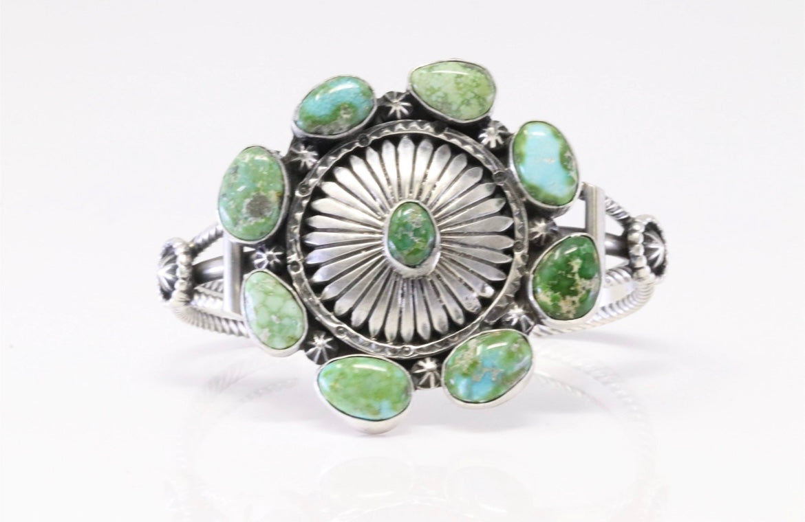 Native America Navajo Sterling Silver sonora Gold Turquoise Bracelet C ...